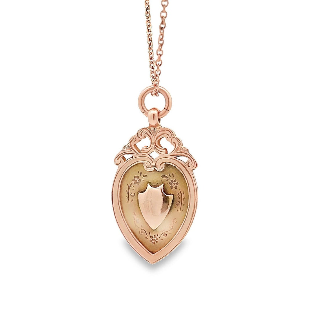 Antique Edwardian Shield 9ct Rose Gold Pendant / Fob. Hallmarked ...