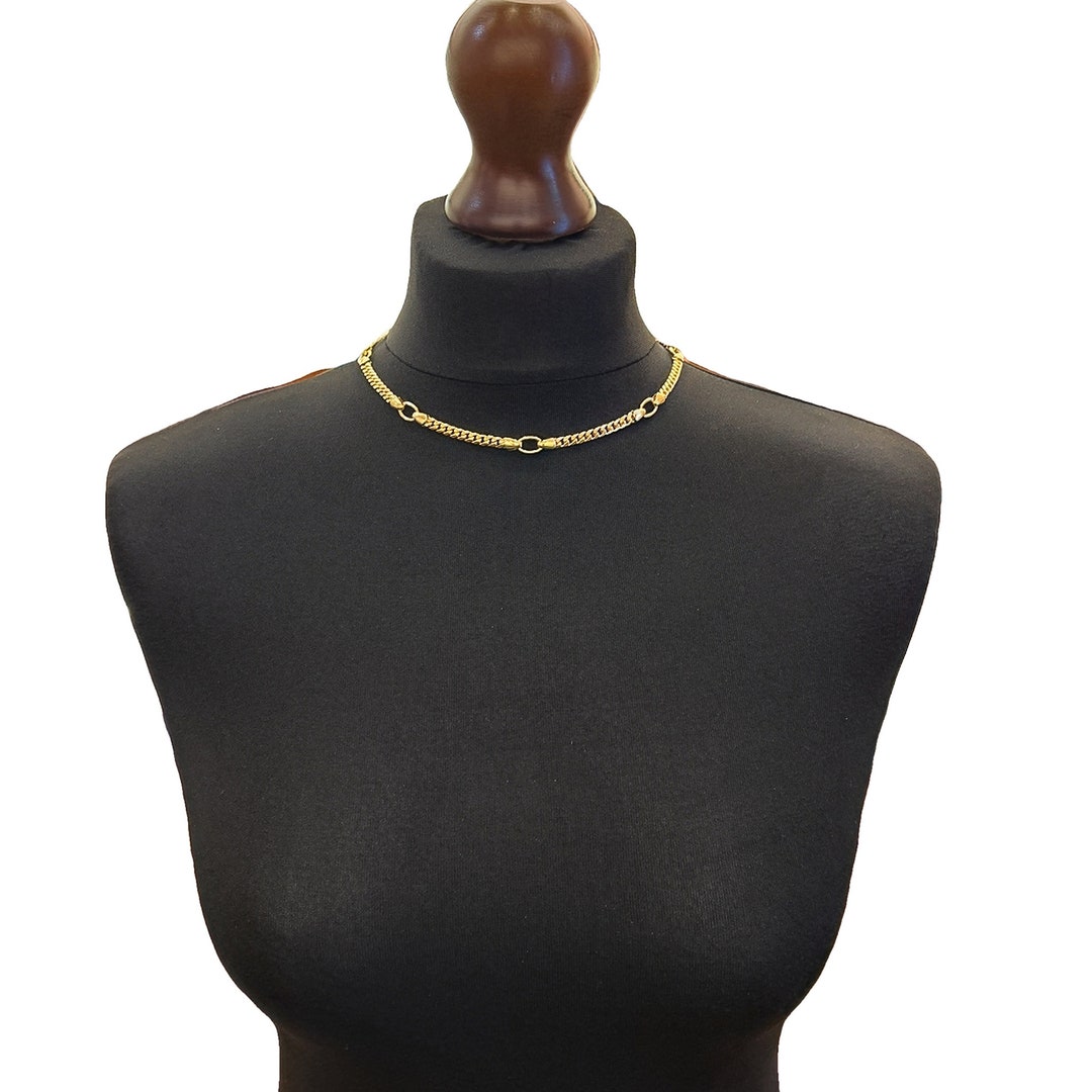 Vintage 18ct Gold Ornate Curb Link Chain/collarette. 17 Inches, Very ...