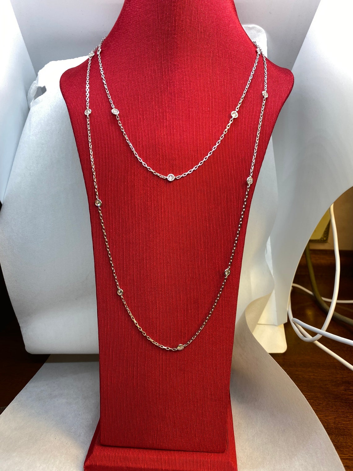 Diamond Long Necklace / Chain. Spectacle Set Diamond Guard | Etsy