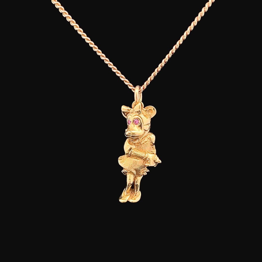 Vintage Solid 10ct Gold Minnie Mouse Charm. Circa 1970's. Ruby Eyes. - Etsy