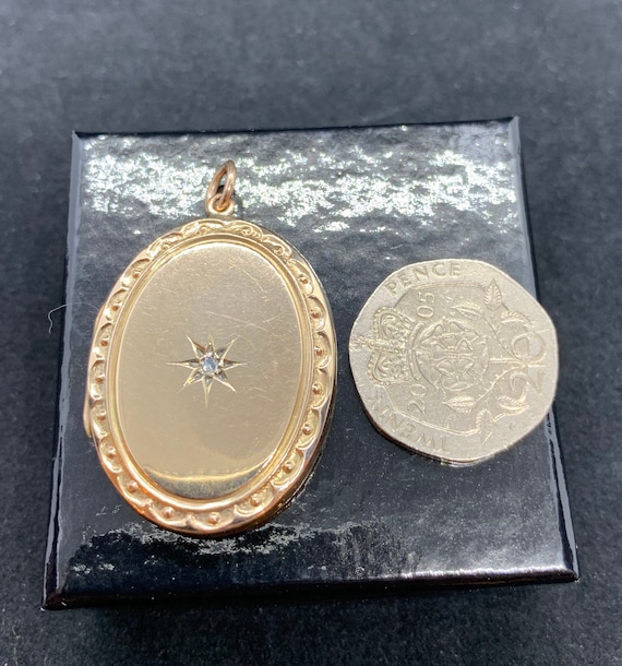 Antique 9ct Rose Gold Diamond Set Locket. 9ct Gold Ba… - Gem
