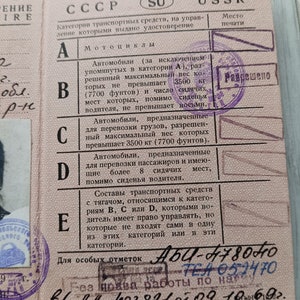 Old Soviet Original Driving License of the USSR Document of - Etsy