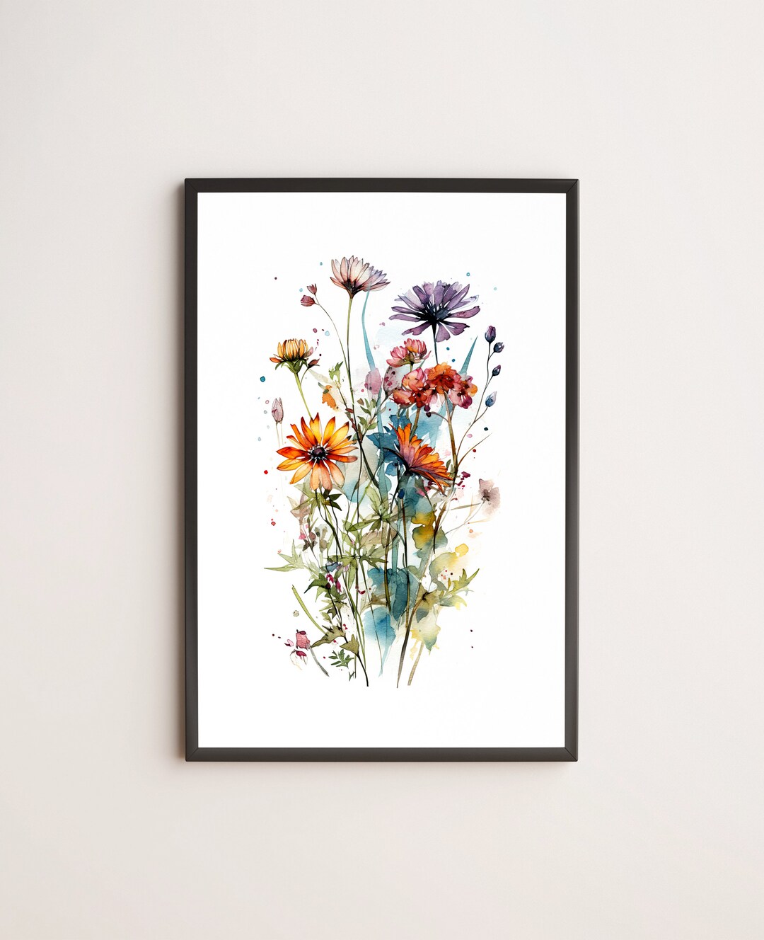 Colorful Watercolor Flowers / Poster, Print, Wall Art / Nature Painting ...