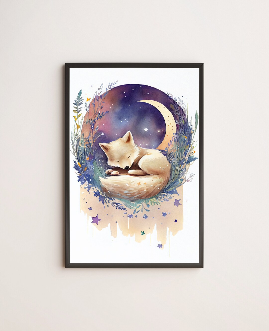 Happy Sleeping Baby Fox / Poster, Print, Wall Art / Cute, Babies ...