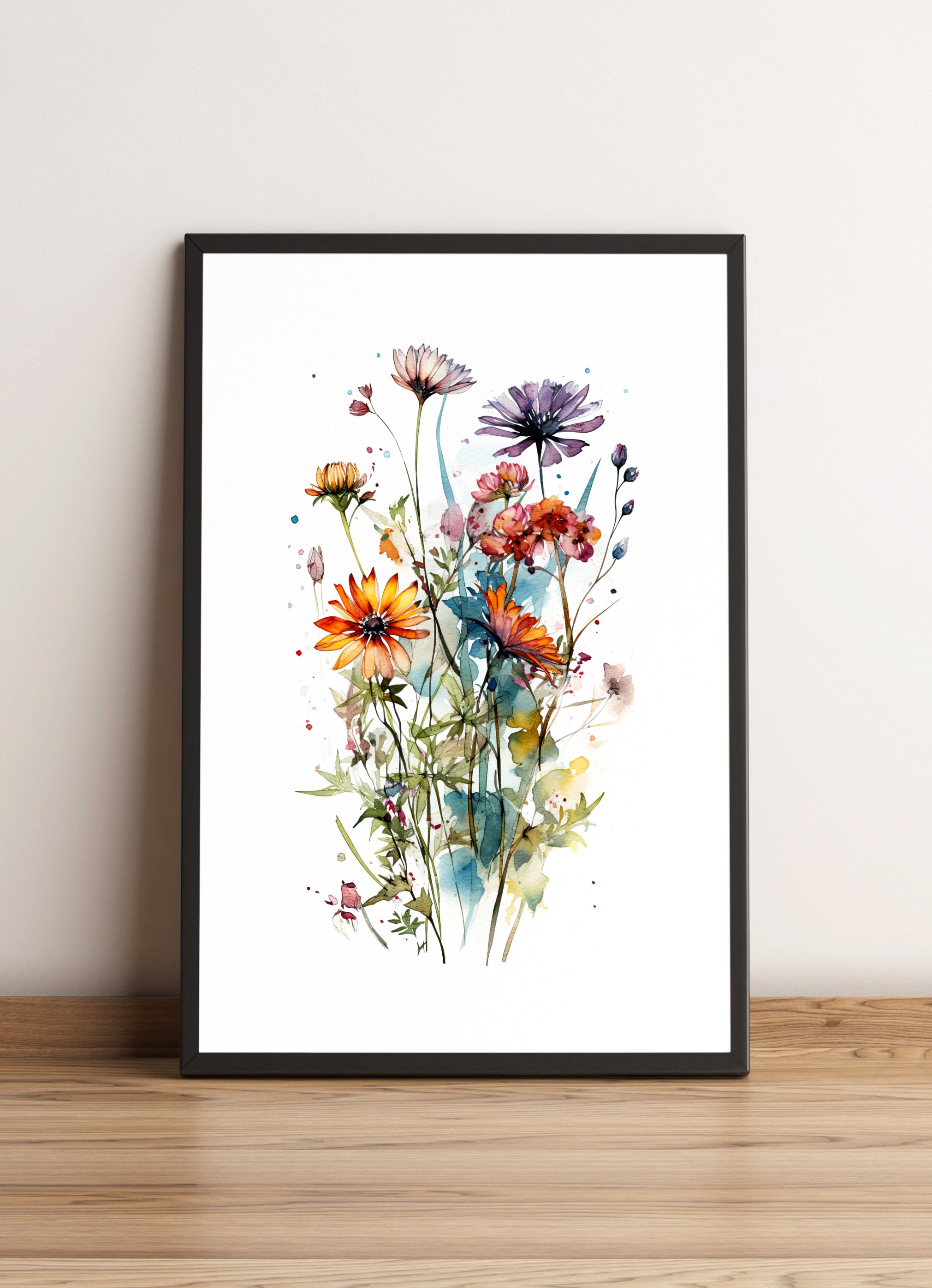Colorful Watercolor Flowers / Poster, Print, Wall Art / Nature Painting ...