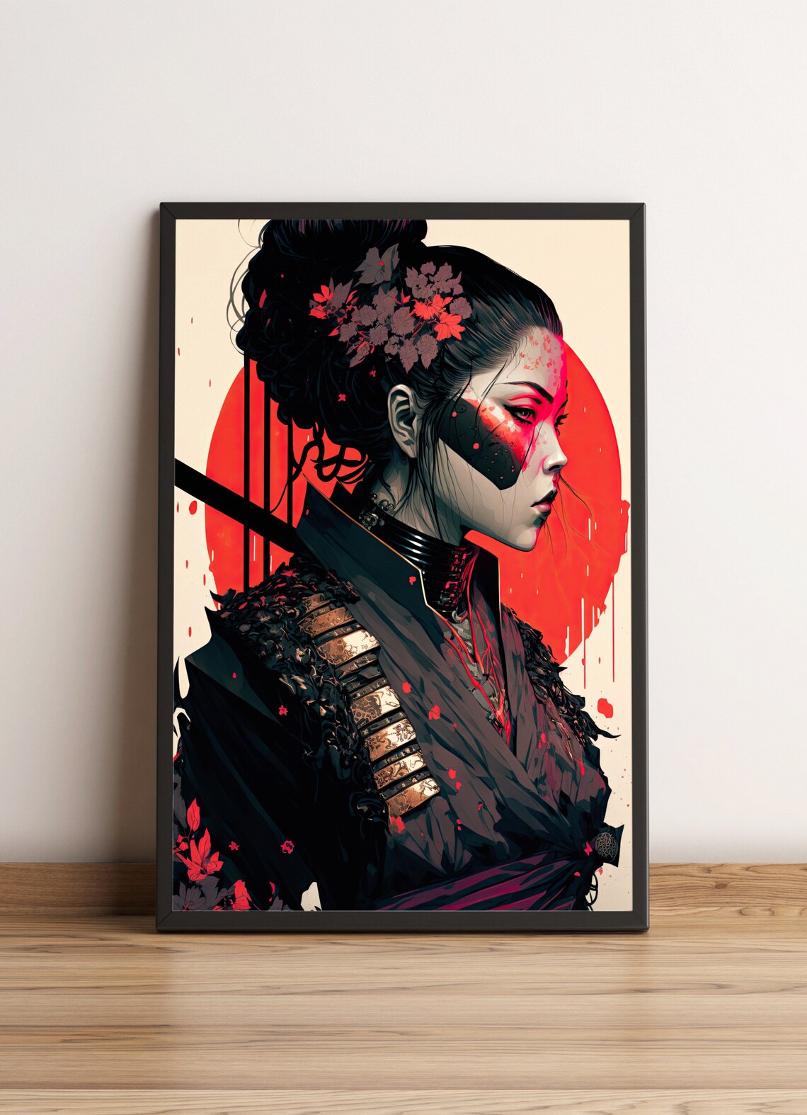 Ninja Woman in Armor / Poster, Print, Wall Art / Japanese, Japandi ...