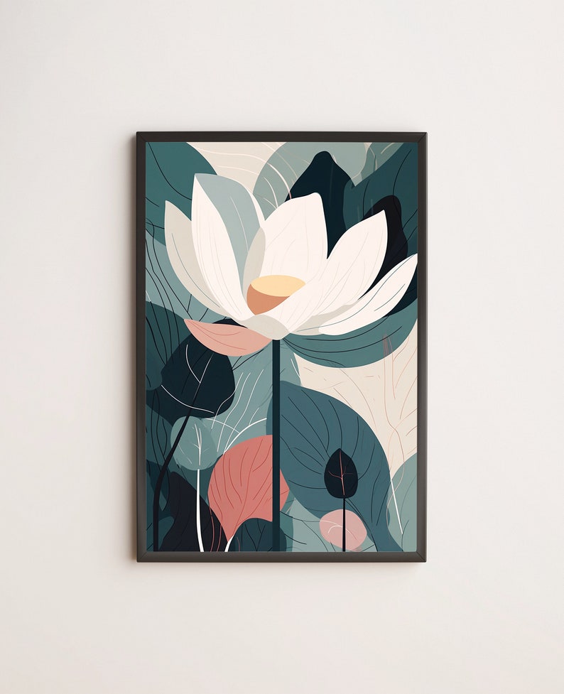 Minimalist Botanical Lotus Flower / Poster, Print, Wall Art / Boho ...