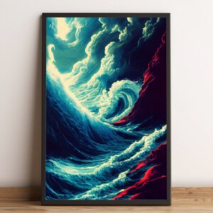 Raging Storm, Waves, Tsunami / Poster, Print, Wall Art / Nature ...