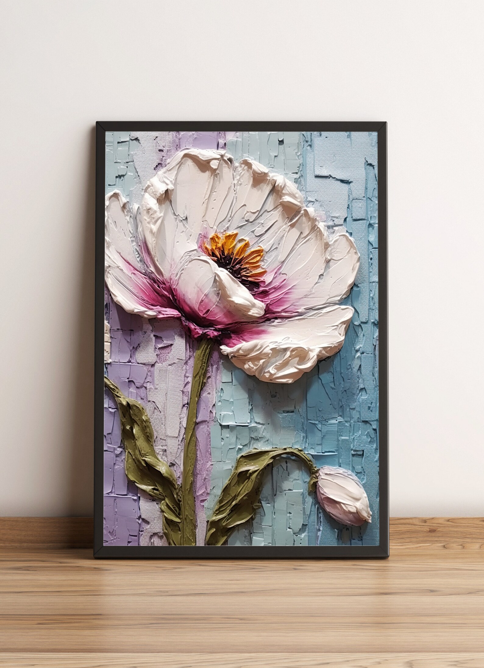 Hibiscus Flower, Impasto Oil Painting / Poster, Print, Wall Art ...