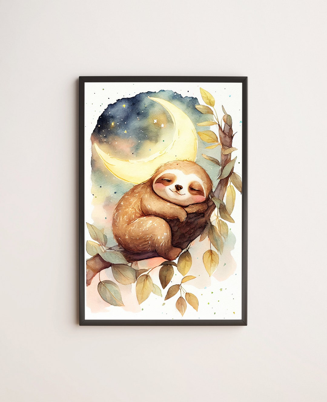 Happy Sleeping Baby Sloth / Poster, Print, Wall Art / Cute, Babies ...