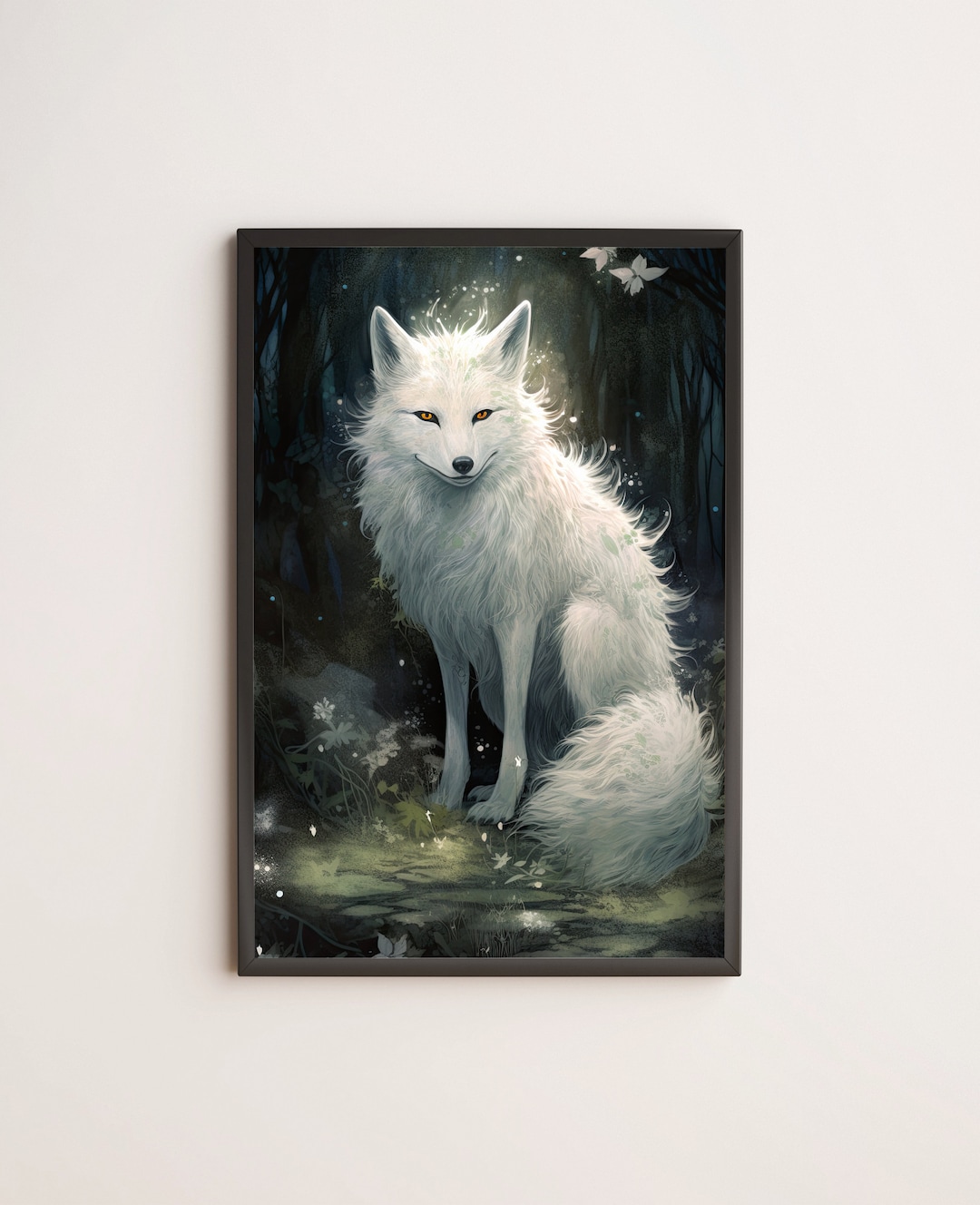 Magical White Fox & Flowers / Poster, Print, Wall Art / Animal, Nature ...