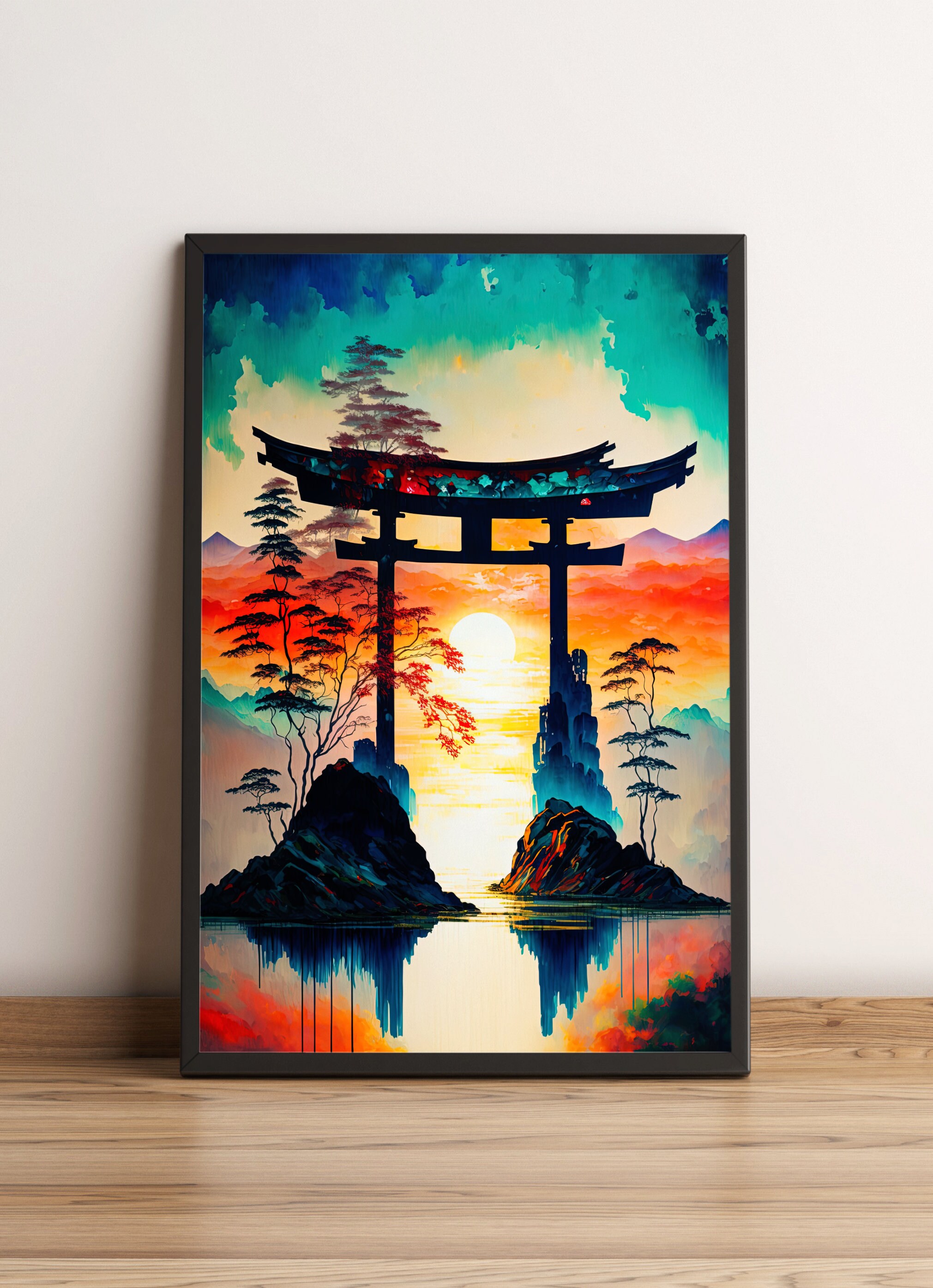 Colorful Torii Gate in Sunset / Poster, Print, Wall Art / Japanese ...