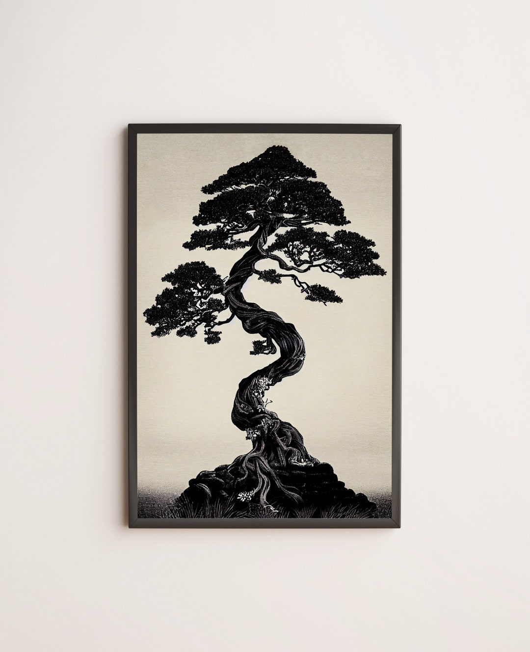 Bonsai Tree in Black Ink / Poster, Print, Wall Art / Japanese, Japandi ...