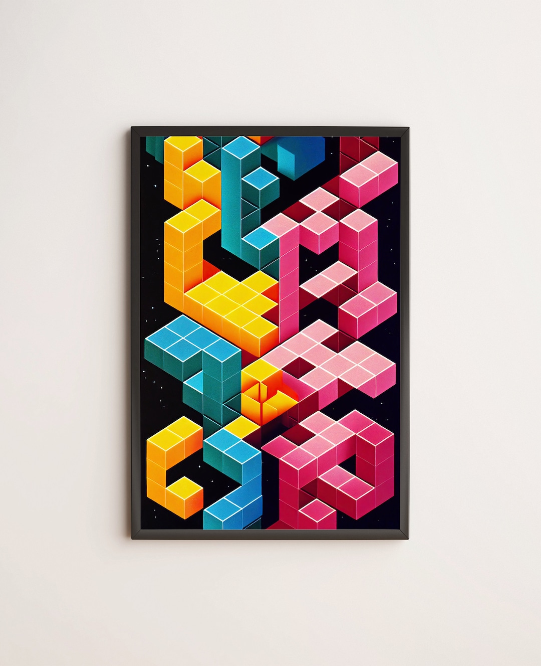 3D Tetris Blocks / Poster, Print, Wall Art / Abstract, Surreal ...