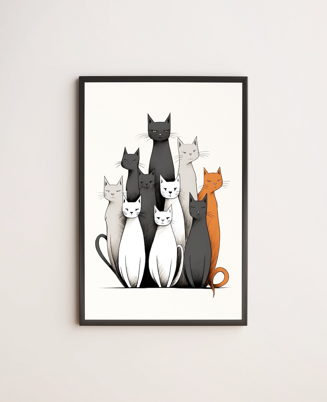 9 Grumpy Cats / Poster, Print, Wall Art / Cat Lover Gift, Cute, Funny ...