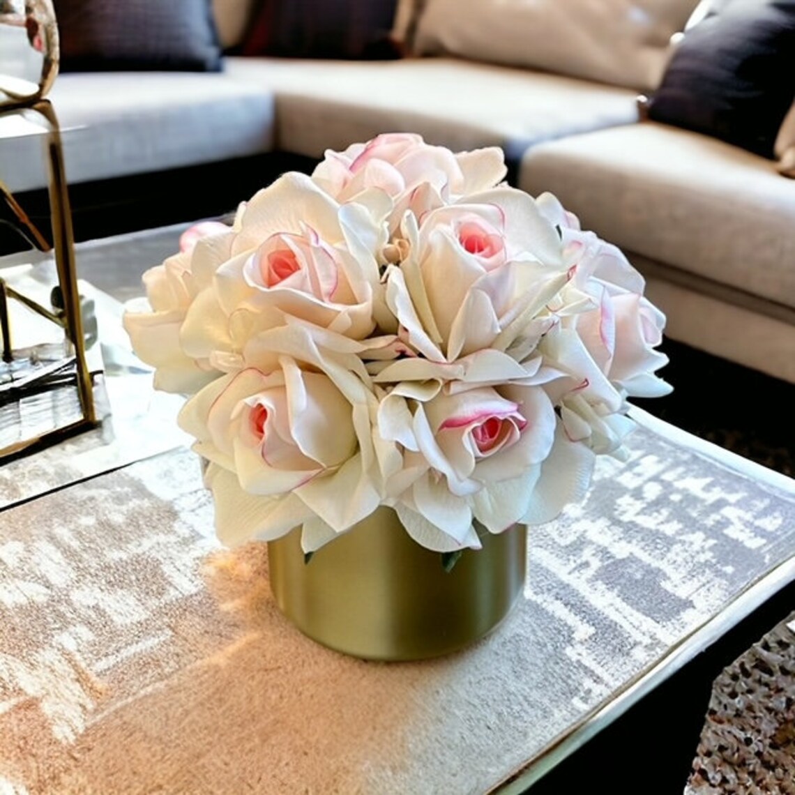 Bundle of 5 Real Touch Artificial Roses - Faux Flowers - Faux Bouquet ...