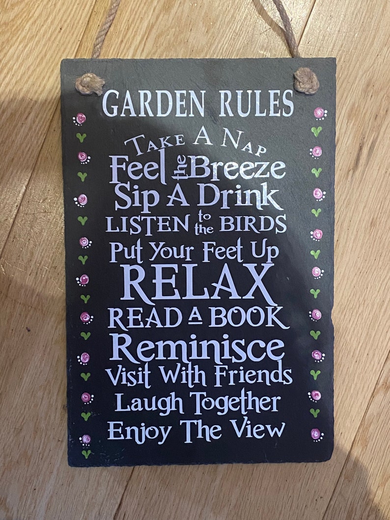 Garden Rules Slate Sign - Etsy