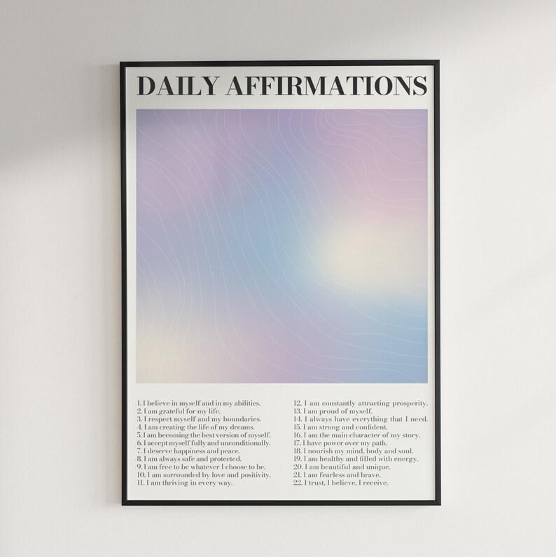 Daily Affirmations Gradient Poster Law of Attraction and Affirmations ...