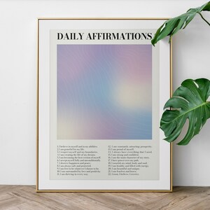 Daily Affirmations Gradient Poster Law of Attraction and Affirmations ...