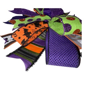 A Halloween Gnome Funky Bow, Whimsical Bat Glitter Gnome Wreath Bow ...