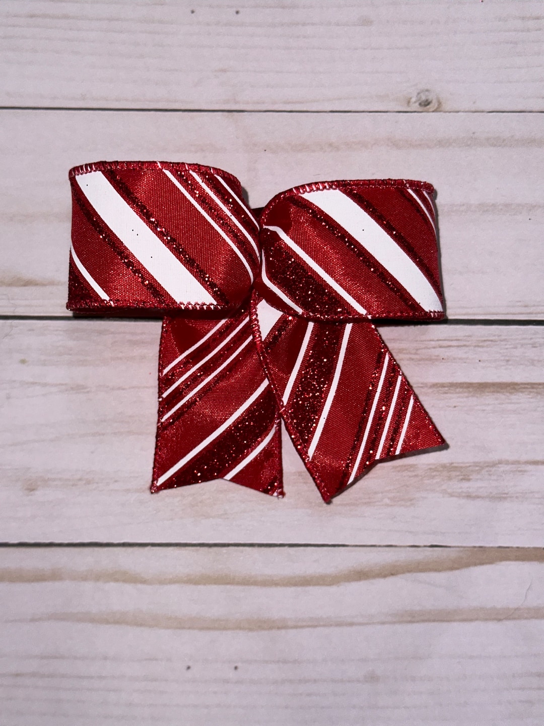 10 Candy Cane Christmas Tree Bows, Candy Cane Striped Xmas Tree Bows ...