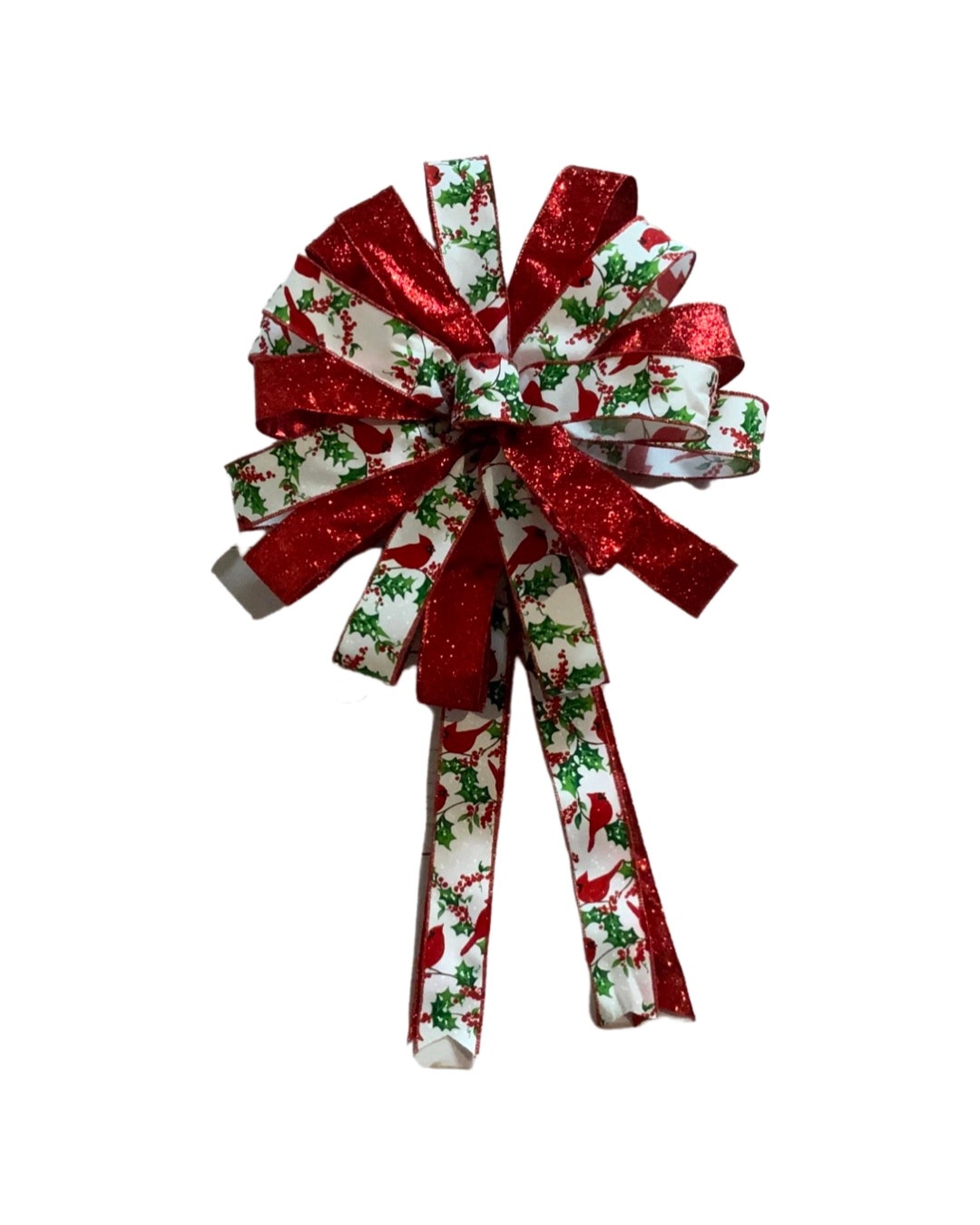 1 Whimsical Cardinal Christmas Tree Bow, Cardinal Bow for Wreath, Red ...