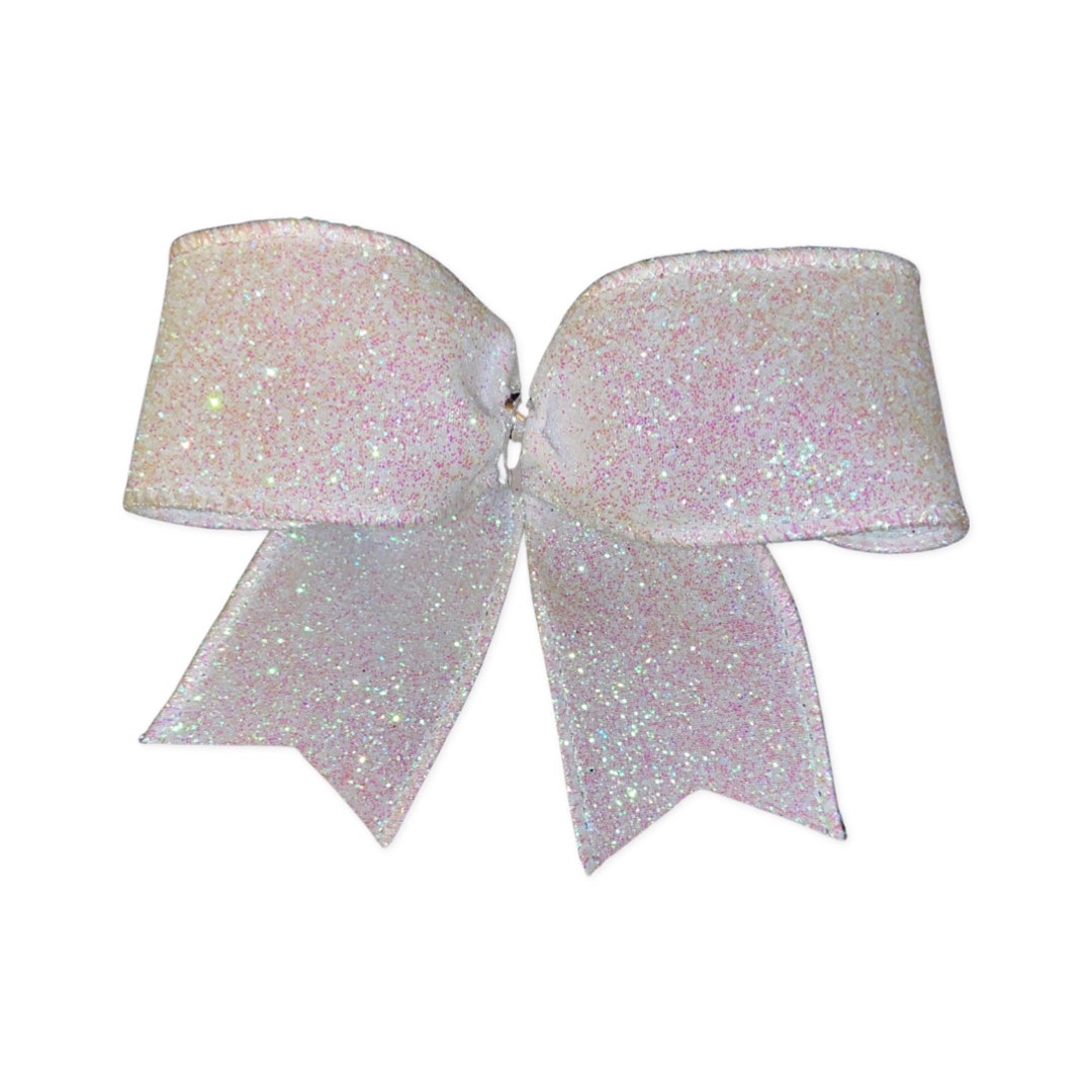 10 White Glitter Christmas Tree Bows, Glitter White Xmas Tree Bows ...