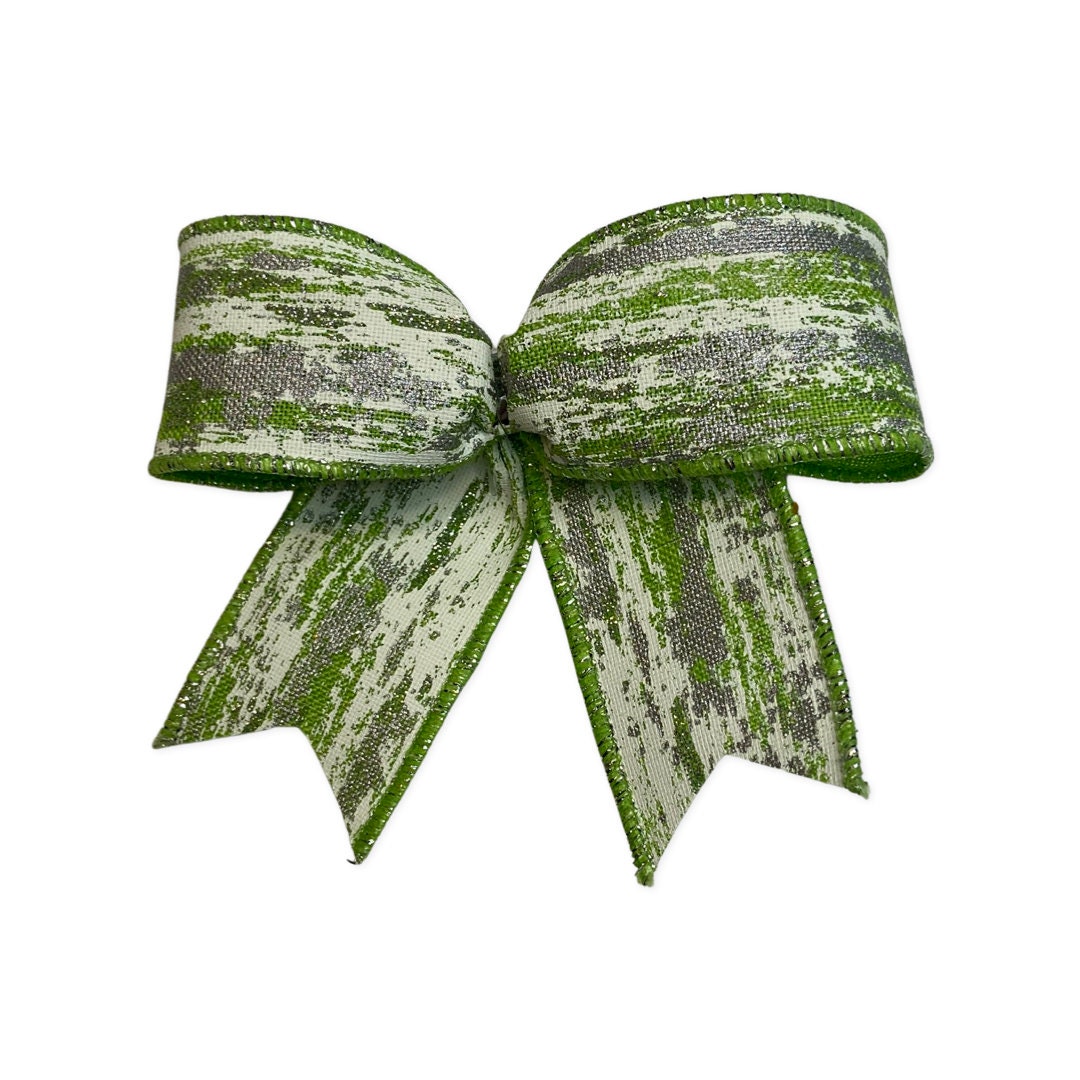 10 Lime Green Metallic Silver Streaked Christmas Tree Bows, Light Green ...