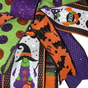 A Halloween Gnome Funky Bow, Whimsical Bat Glitter Gnome Wreath Bow ...