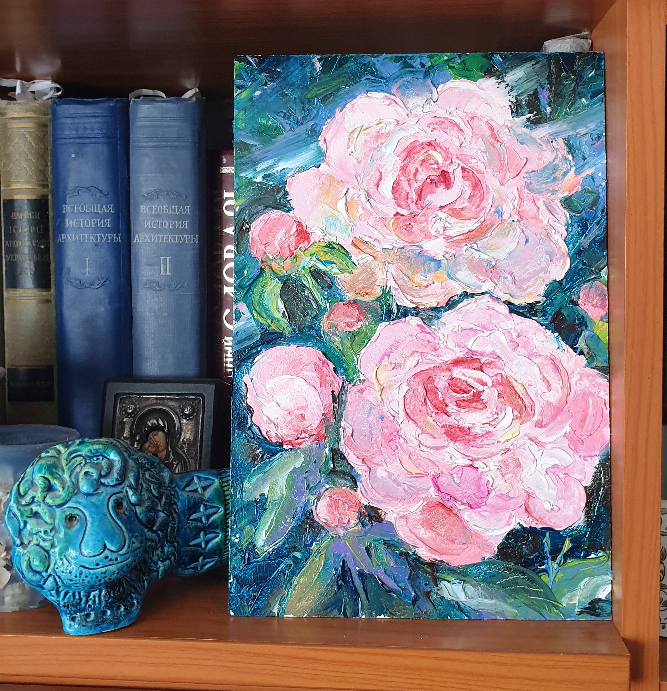 Pink Peony Painting Oil Original Flower Art Relief Painting, Peonies ...