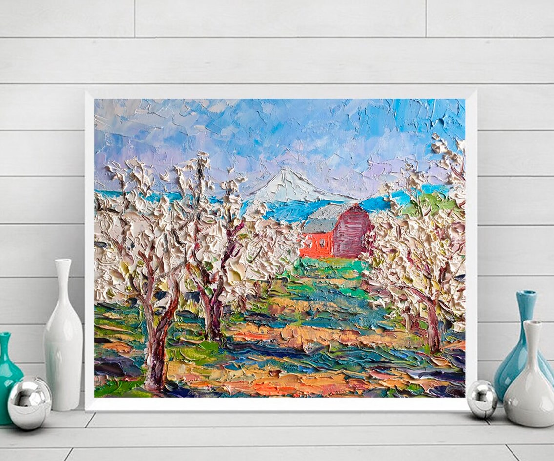 Mount Hood Painting Oil Original Art, Mt. Hood Oregon Landscape Large ...