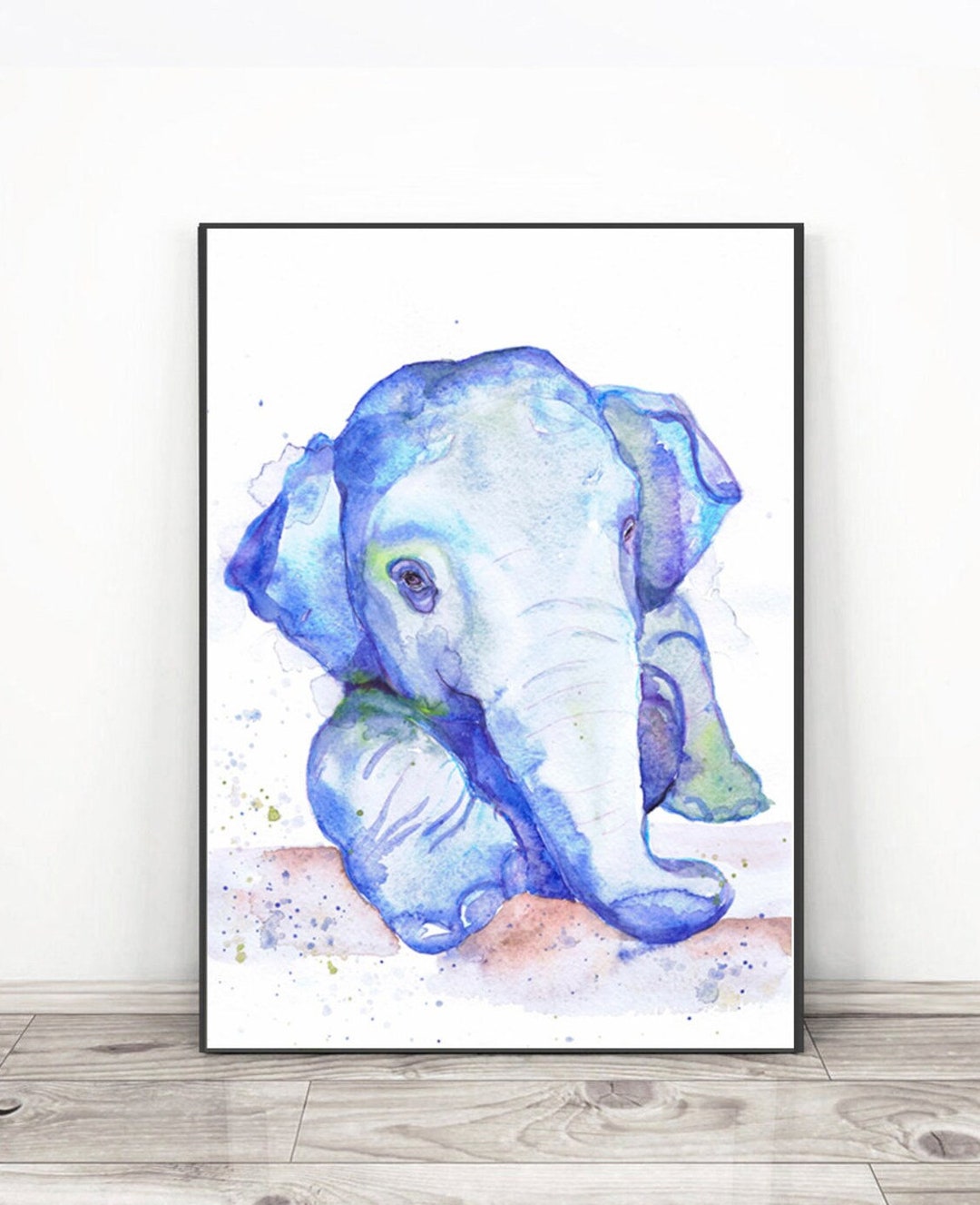 Baby Elephant Original Watercolor Painting Baby Animal Art for Nursery ...