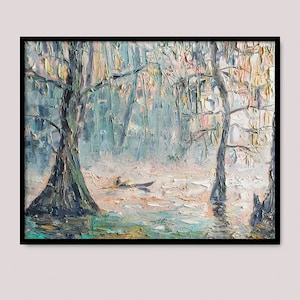 Louisiana Swamp Painting on Canvas Original Oil Landscape, Fog Art ...