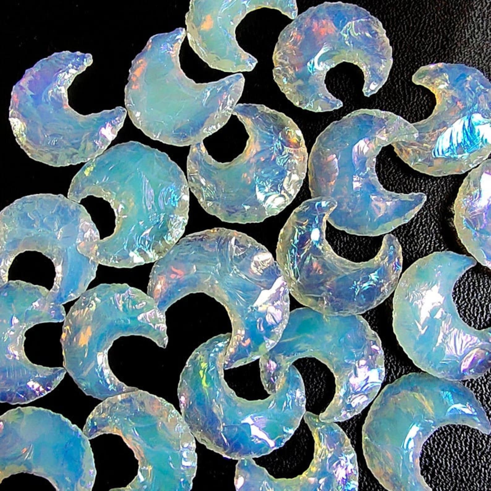 Natural Crystal Coated Crescent Moon shape Gemstone lot of | Etsy