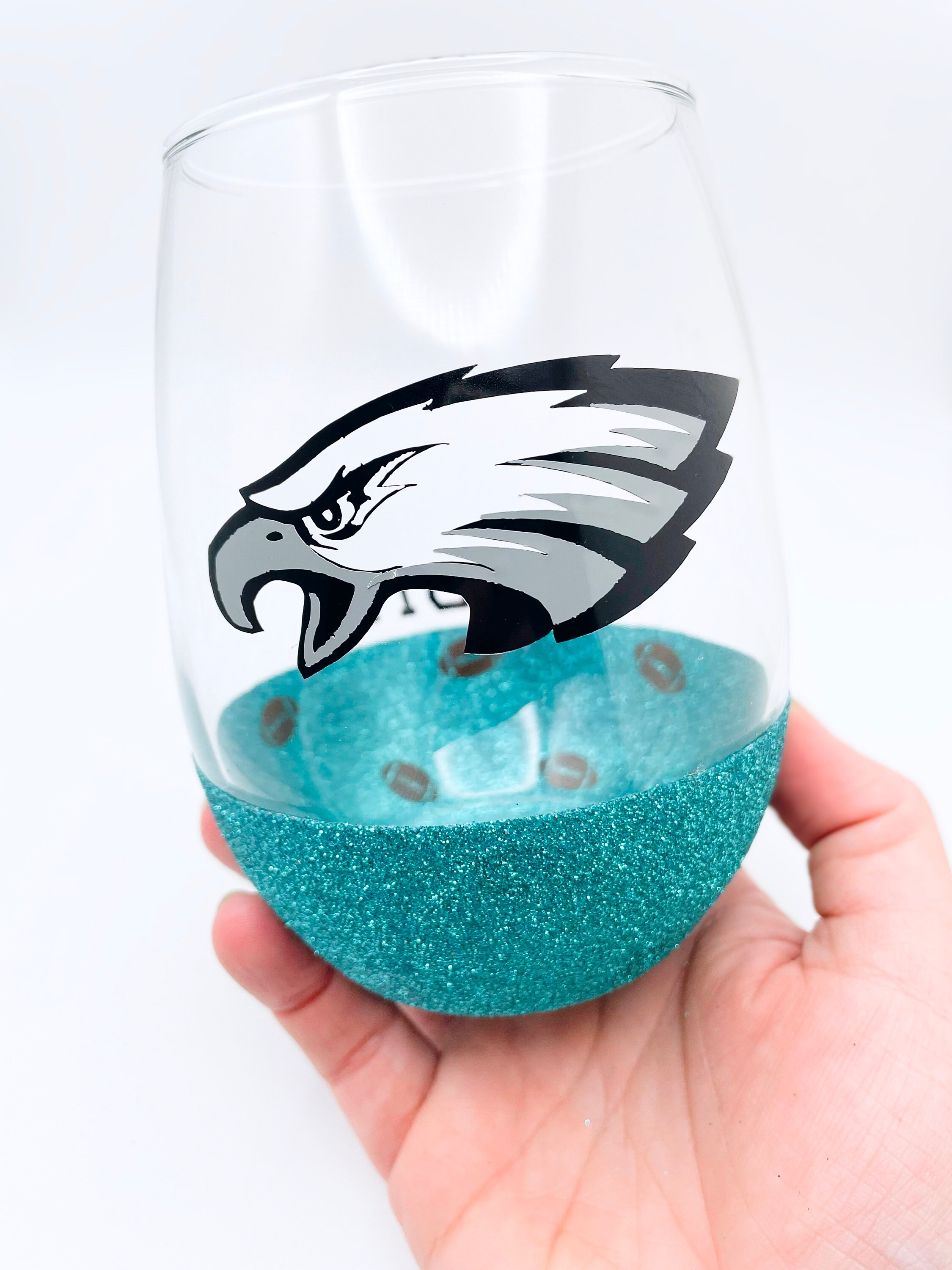 Philadelphia Eagles Glitter Stemless Wine Glass: Football Fan Gift - Etsy