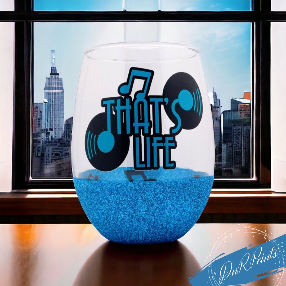That’s Life Glittered Stemless Wine Glass: Frank Sinatra Inspired - Etsy