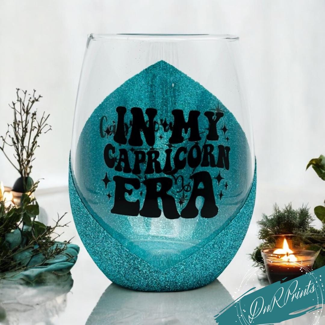 Capricorn Era Glitter Stemless Wine Glass: Zodiac Astrology Gift - Etsy