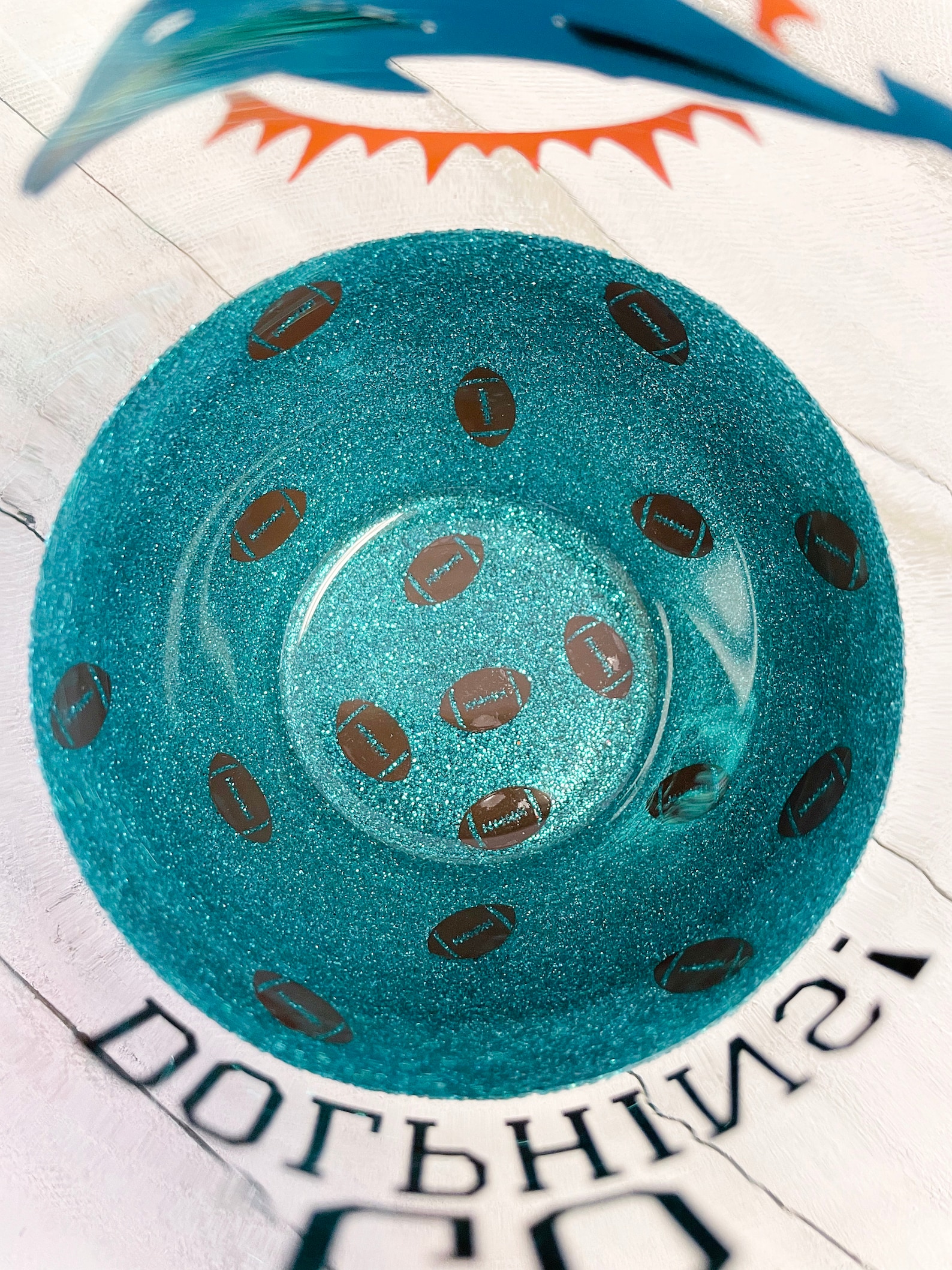 Miami Dolphins Glitter Wine Glass / Football Glass / Sports - Etsy