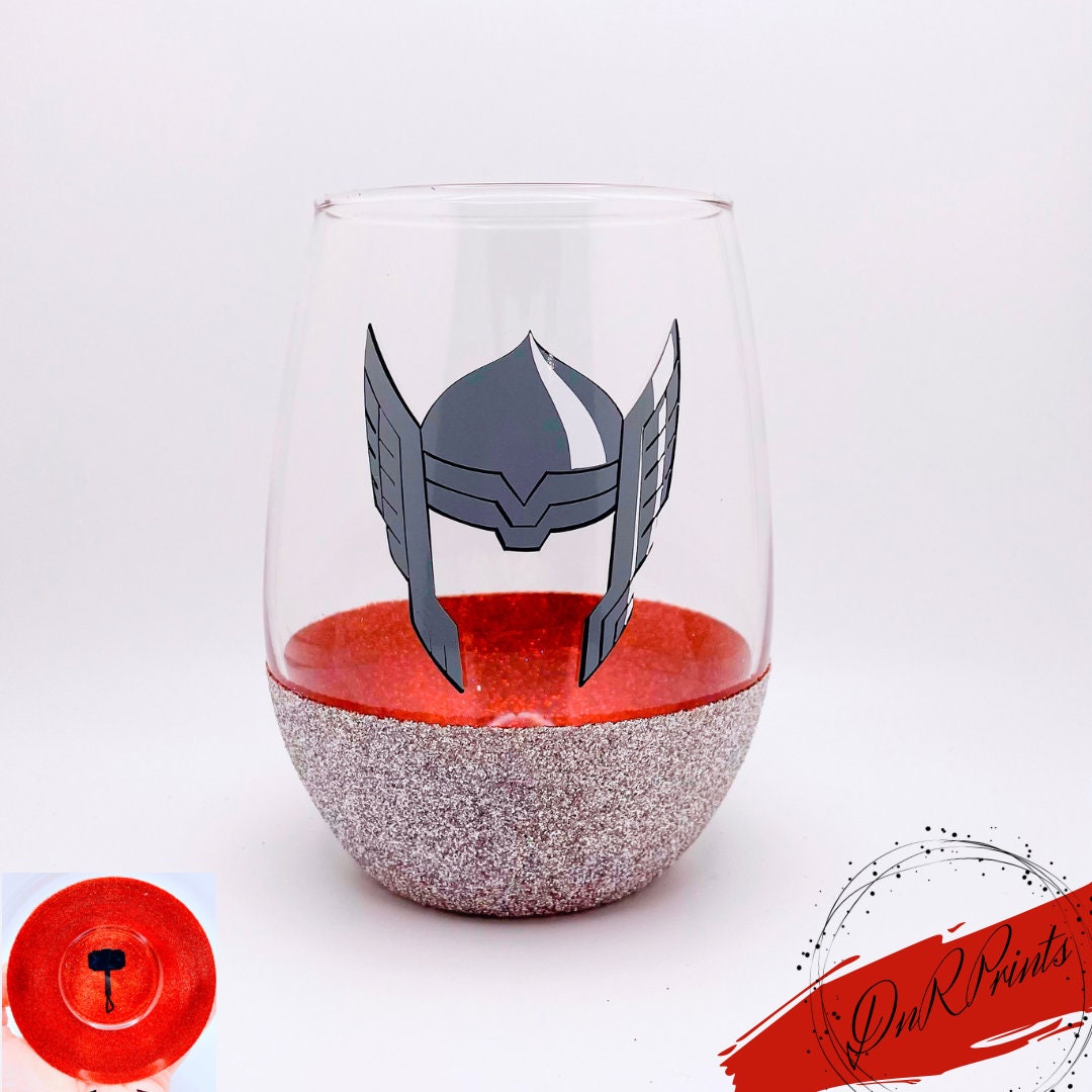THOR Glitter Wine Glass / Avengers / Superhero - Etsy