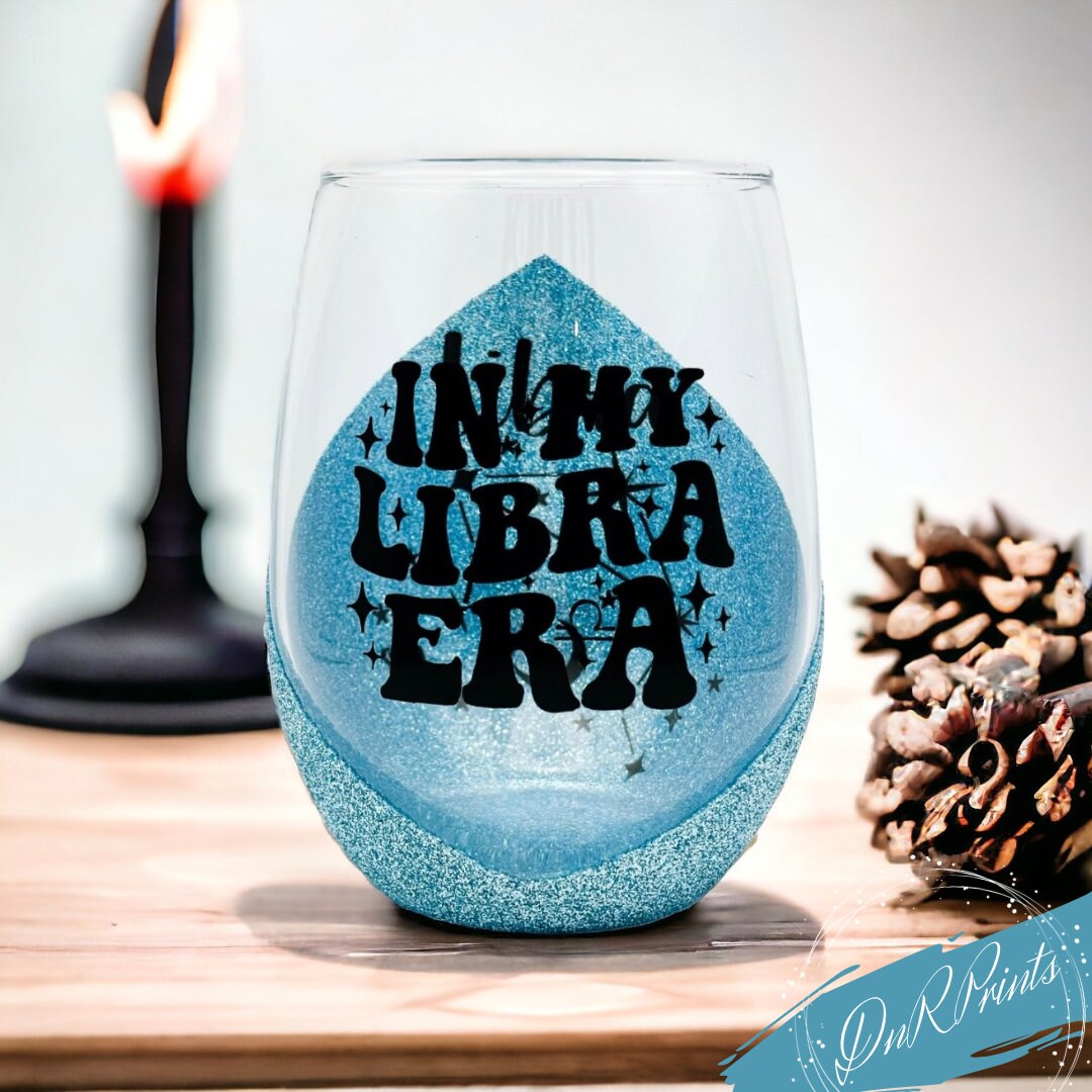 In My Libra Era Stemless Glittered Wine Glass/zodiac Wine Tumbler ...