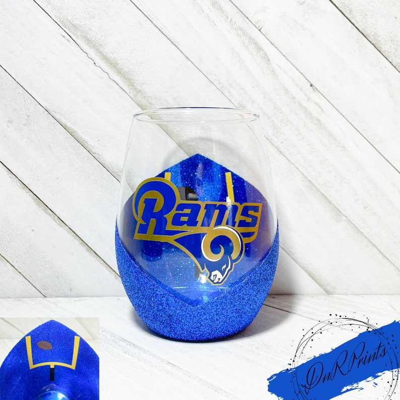 Las Angeles Rams Glitter Wine Glass / Football Glass / Sports | Etsy