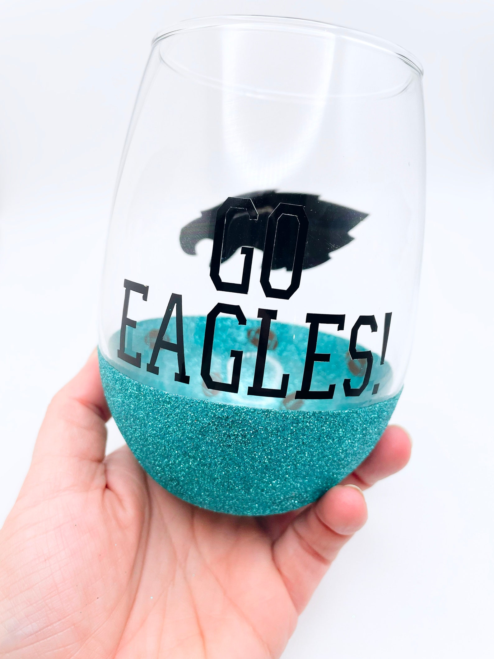 Philadelphia Eagles Glitter Stemless Wine Glass: Football Fan Gift - Etsy