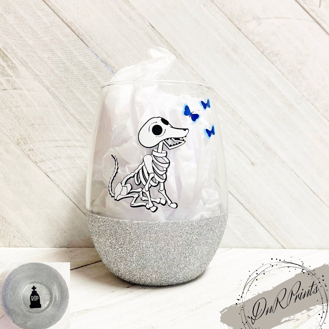 The Corpse Bride Dog Glitter Wine Glass / Halloween Glass - Etsy