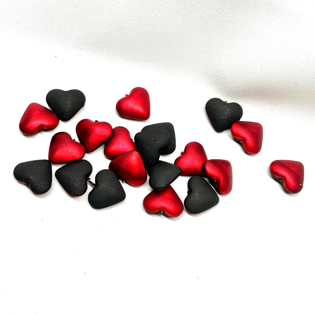 Two Sided Heart Token Trinkets (set of 20) - Red/black - Etsy
