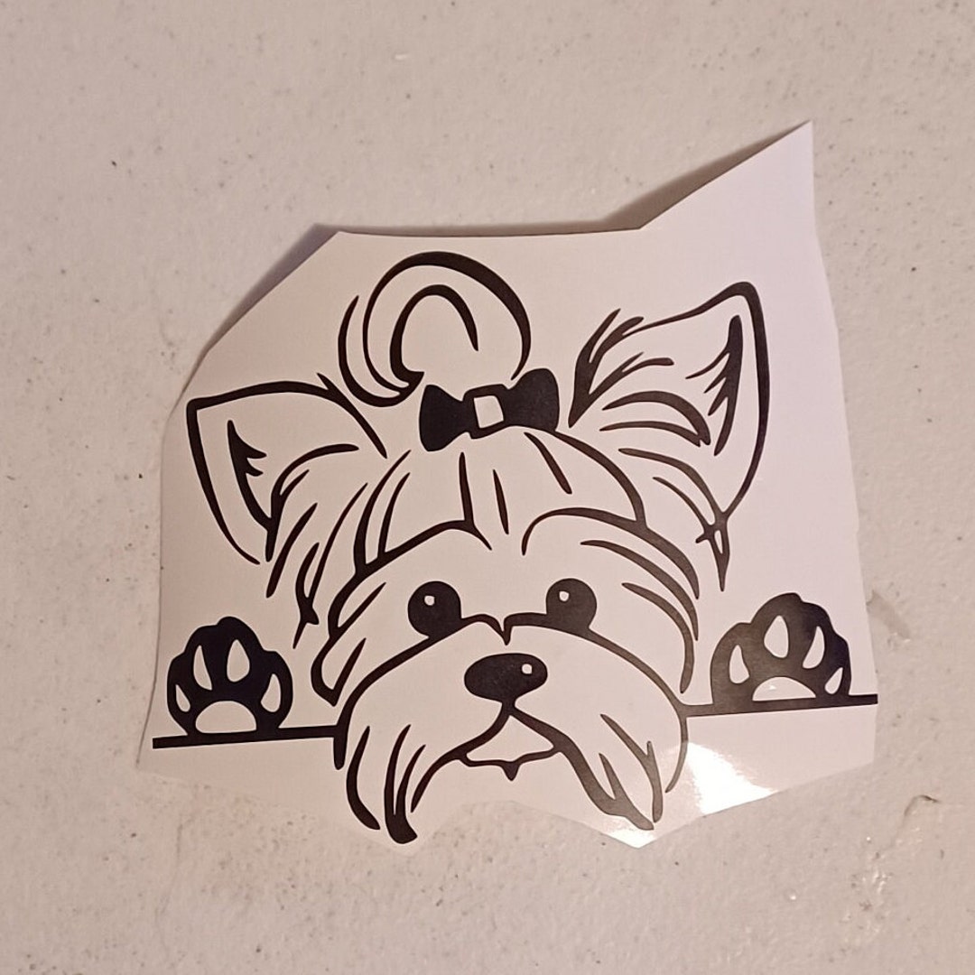 Yorkie Peeping Decal Vinyl Sticker Car Sticker Laptop Sticker - Etsy