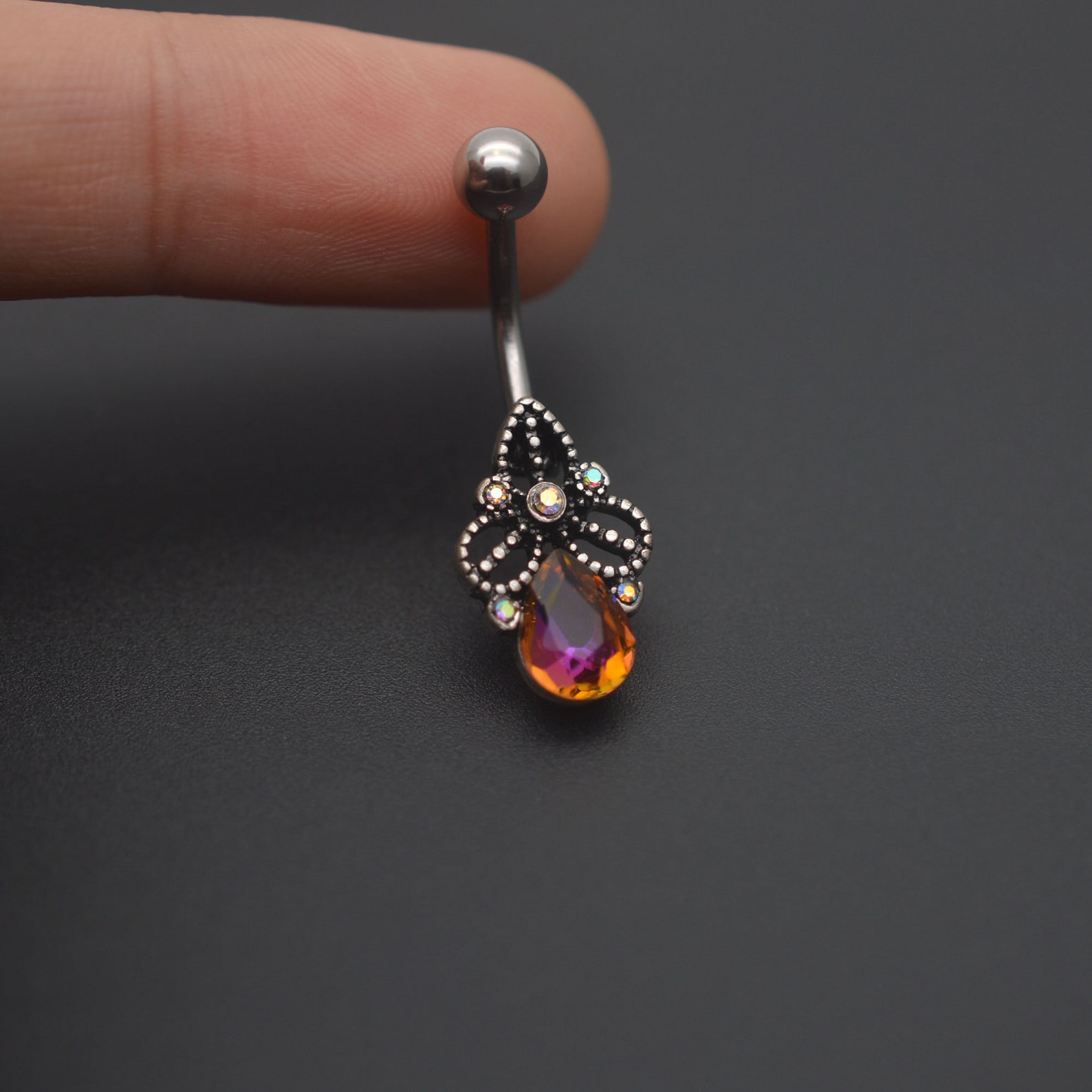 Yellow Diamond Belly Button Ringteardrop Belly Button | Etsy