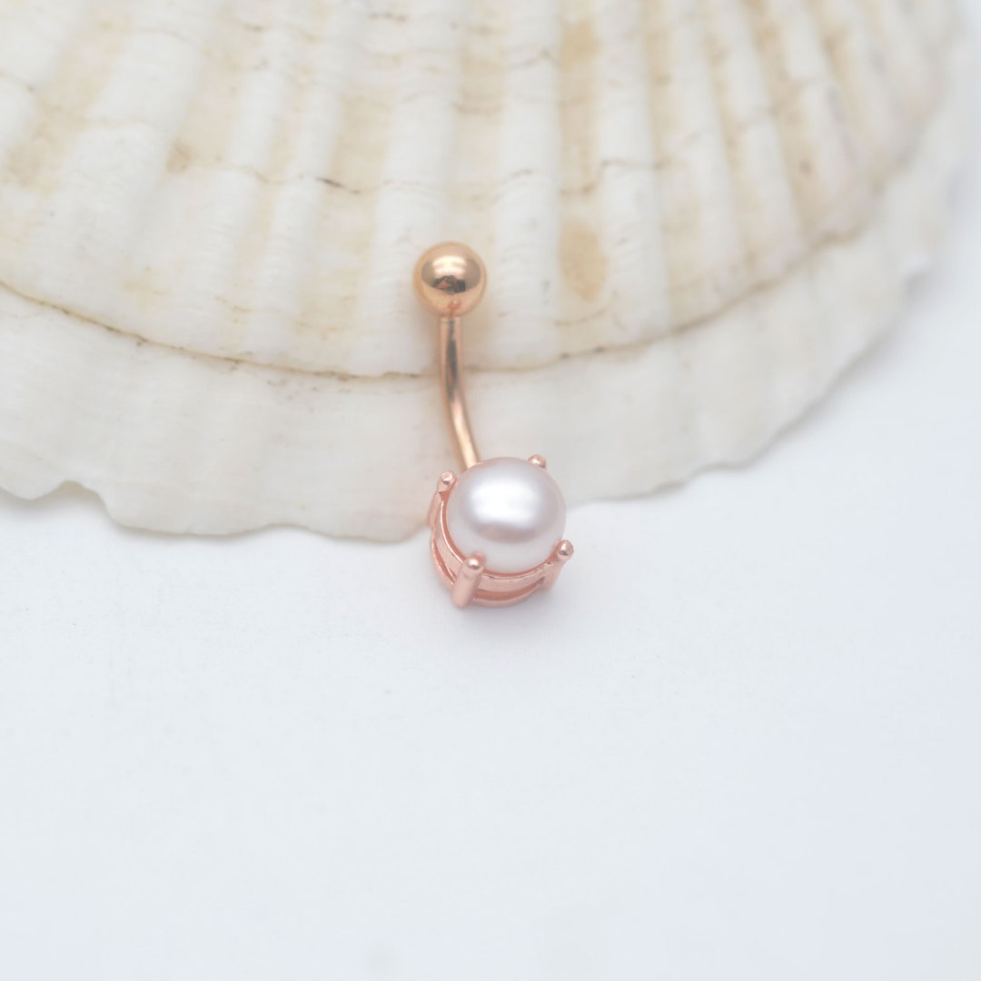 Freshwater Pearl Belly Button Ringselegant Belly Button - Etsy