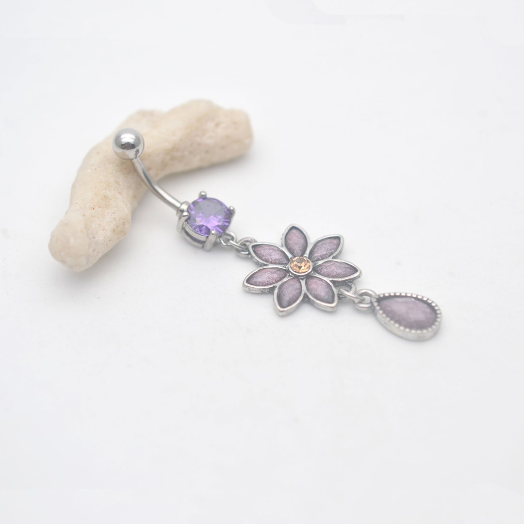 Belly Button Rings,purple Belly Button Jewelry,teardrop Belly Ring ...