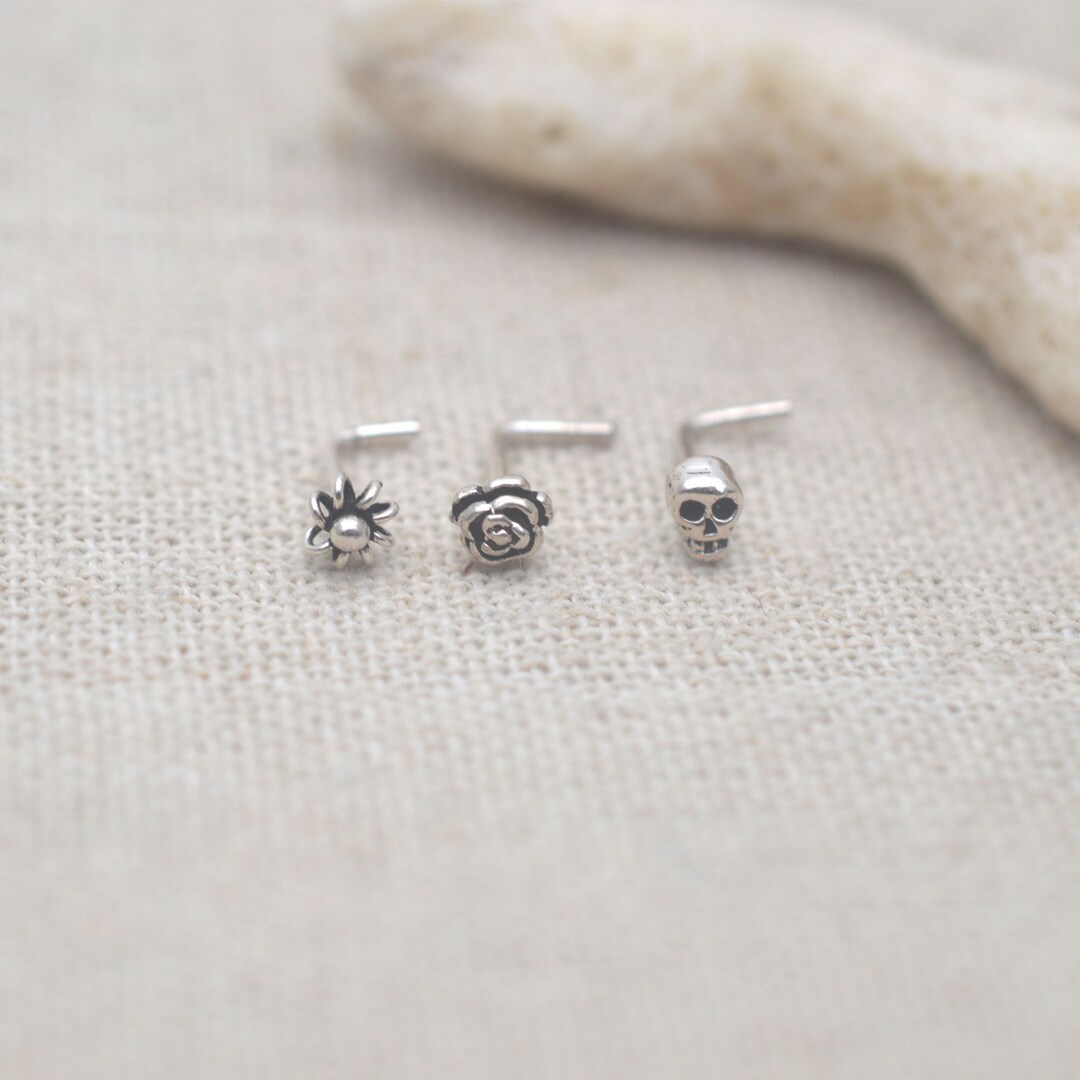 Sterling Silver Rose Nose Ringsun Nose Studl Shaped Nose - Etsy