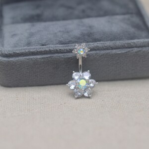 Red Diamond Flower Belly Button Ring,belly Button Jewelry,red Navel ...